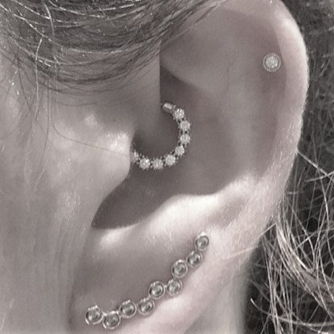 14k Solid White Gold Clicker,crown Setting..16g..8mm - Etsy