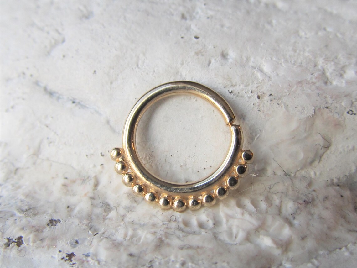 14k Solid Yellow Gold Septum Multiball Bendable Ring..16g..8mm - Etsy