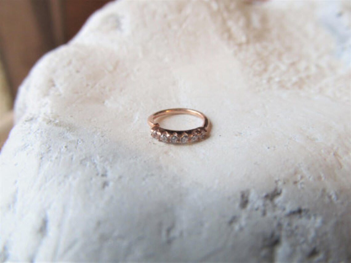 14k Solid Rose Gold Lip Ring..multistone Beandable Seamless | Etsy