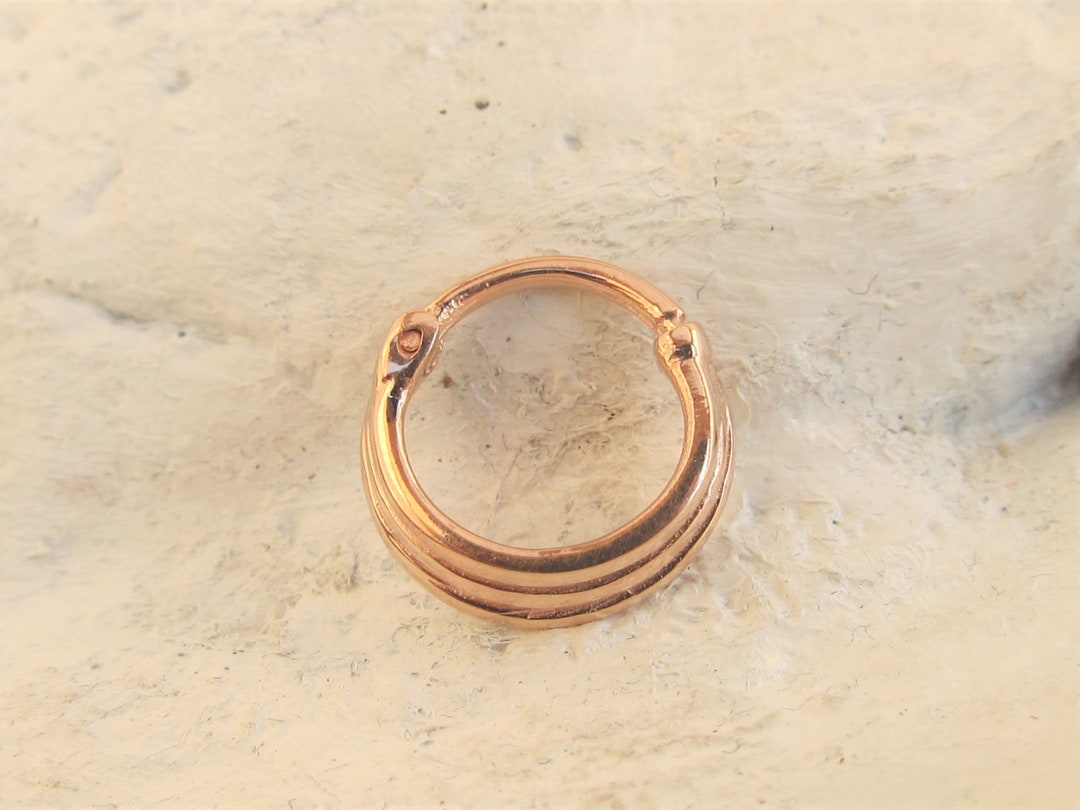 14k Solid Rose Gold Septum Triple Row Clicker Ring..16g..8mm - Etsy