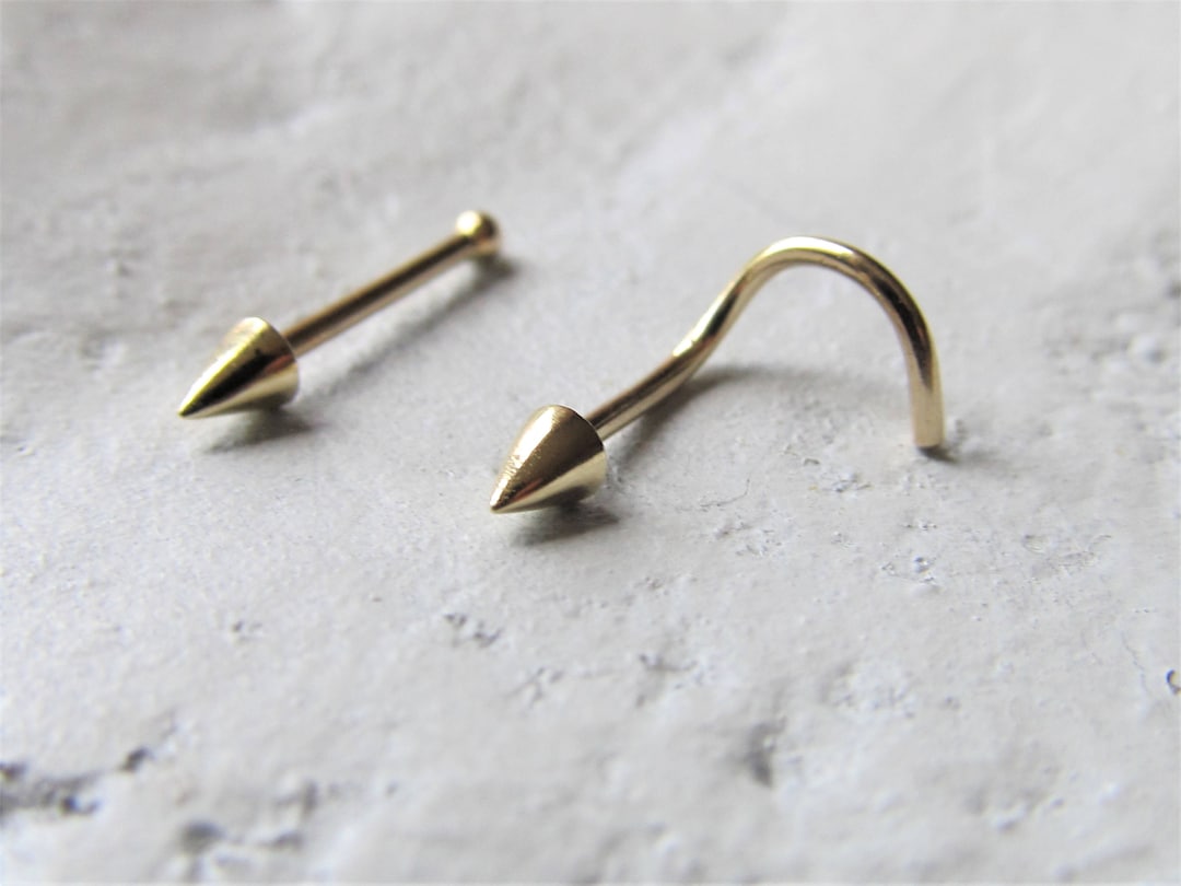 14kt Solid Gold Tiny Nose Ring Spike..20g - Etsy