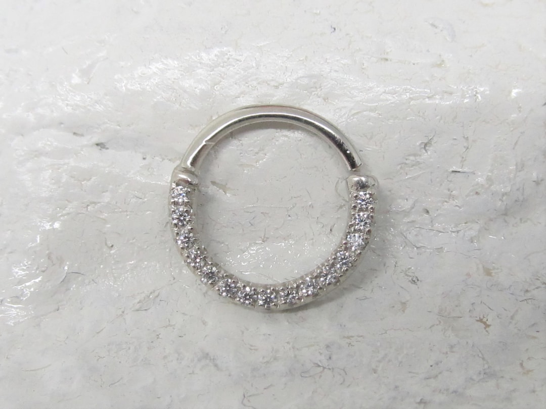 14k Solid White Gold Septum Eternity Bendable Ring..16g..8mm - Etsy