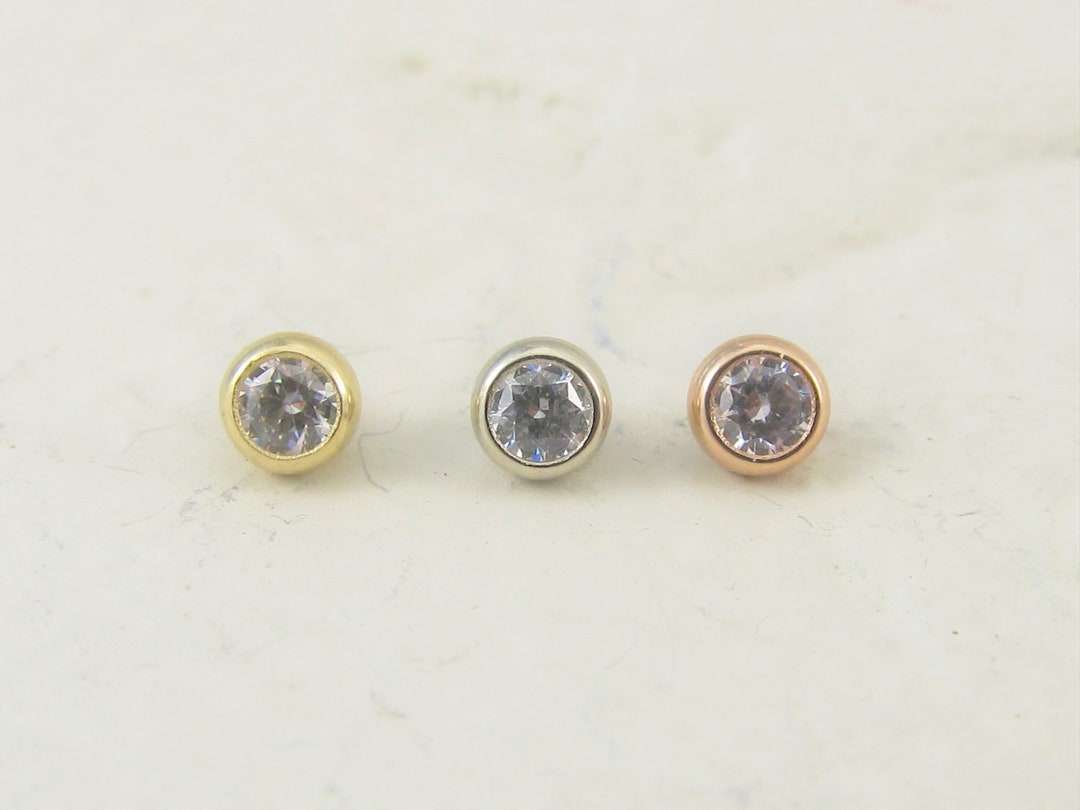 14k Solid Gold 14g,internally Threaded Top for Belly Button Rings and ...