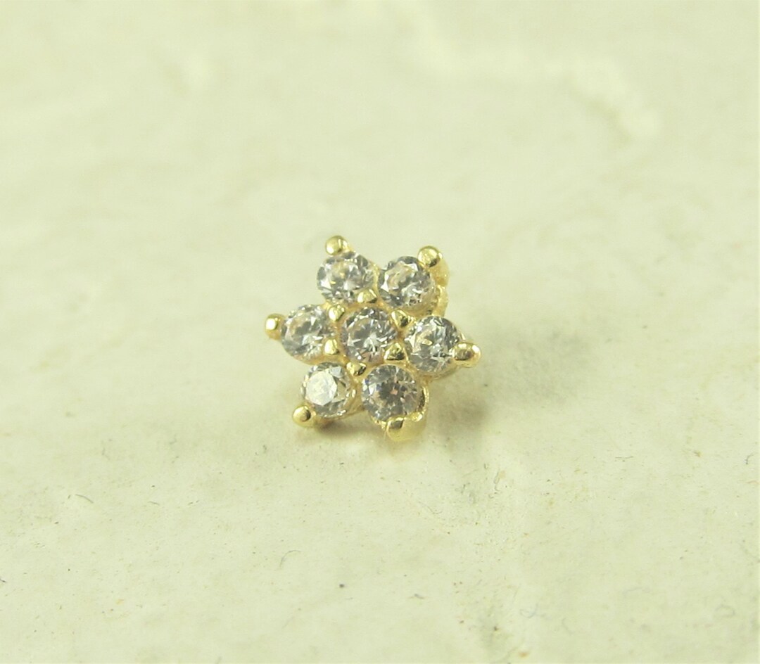 14k Solid Gold Dermal,belly Top Flower 5mm..14g - Etsy