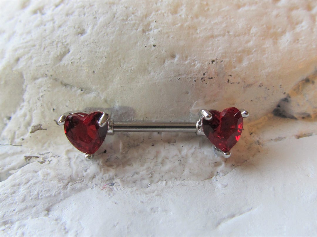 Red Heart Nipple Piercing Ring Barbell..14g..12mm(single One) - Etsy