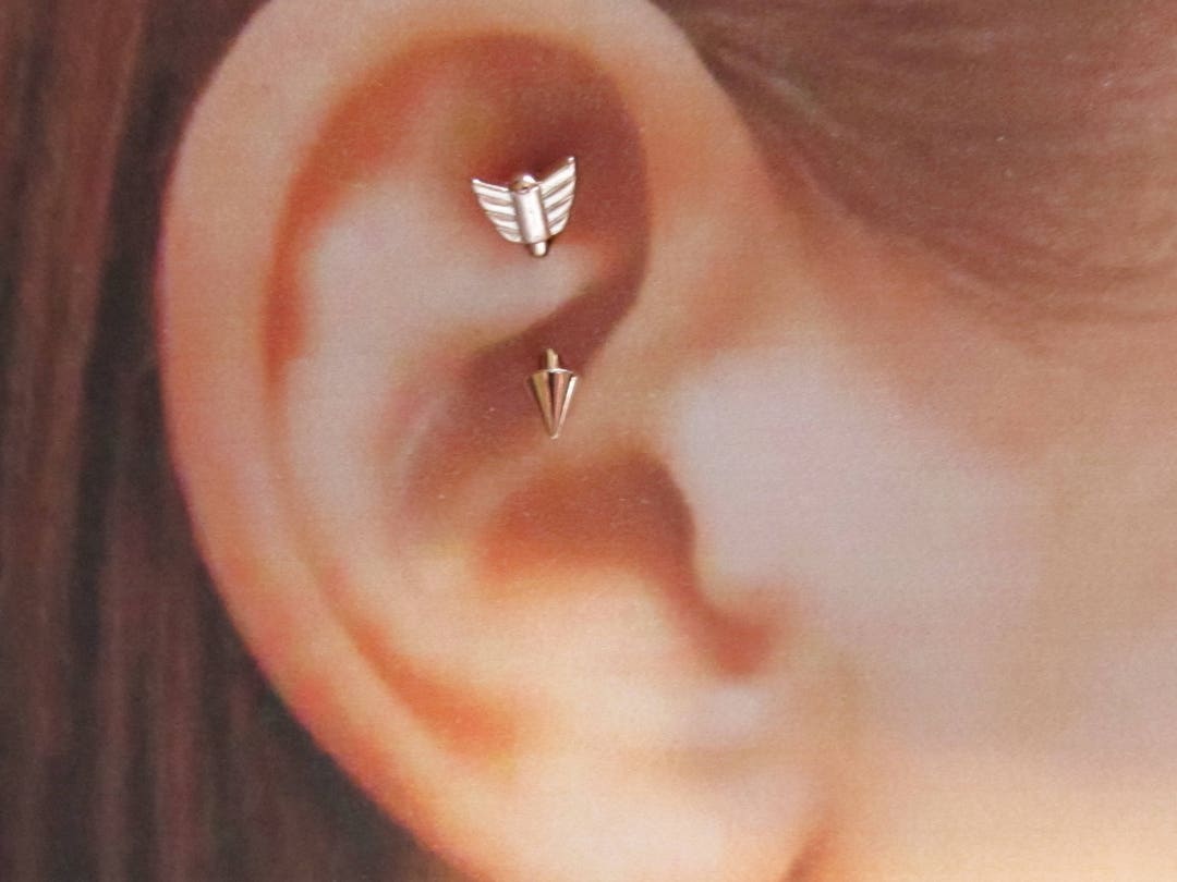 Rose Gold Plated Rook Piercing Arrow Curved Barbell..16g..8mm - Etsy