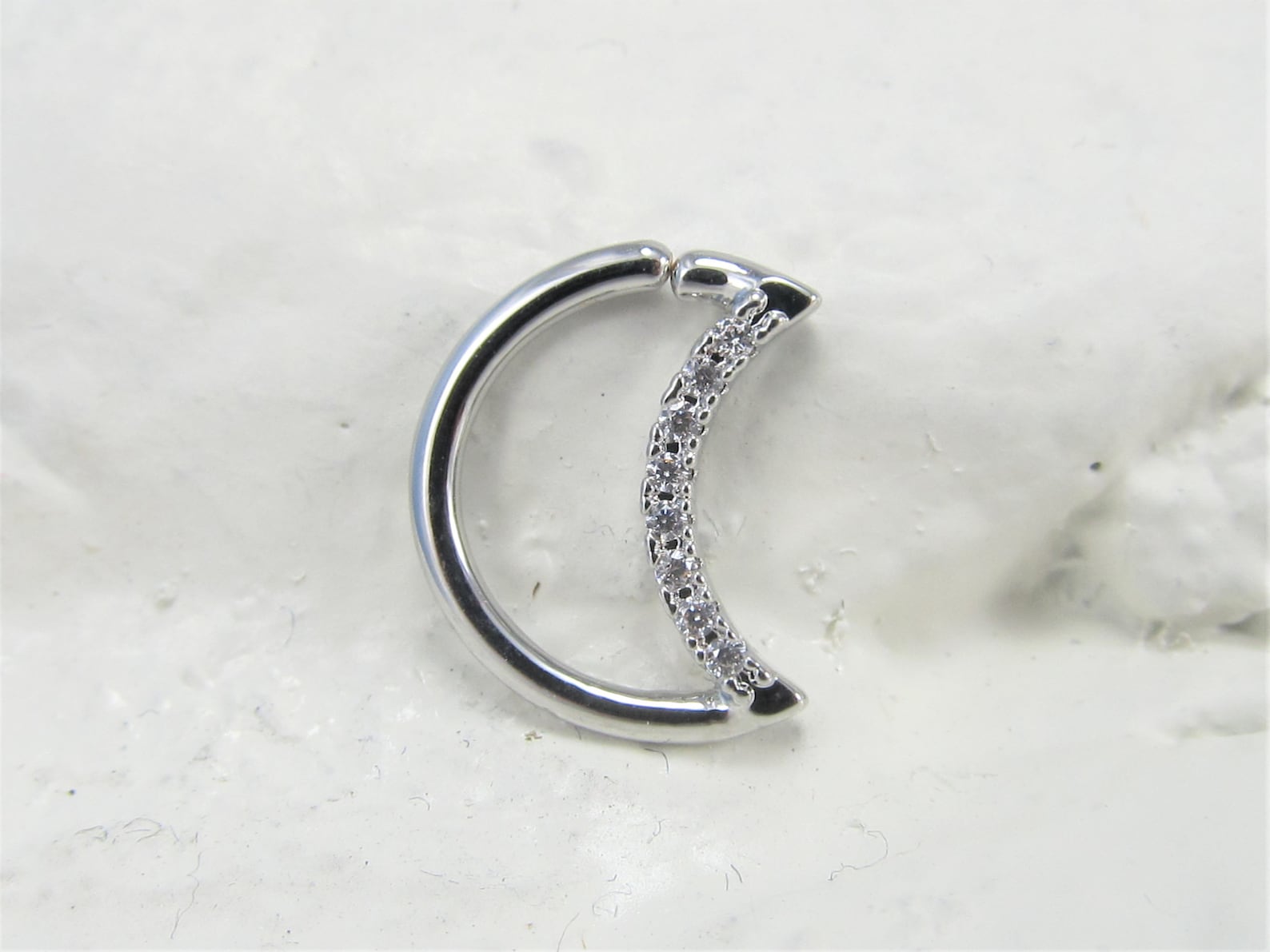 Moon Cz's Daith Piercing Bendable Ring..18g..or..16g..7mm by 11mm - Etsy