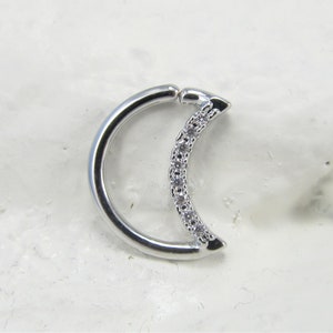 Moon Cz's Daith Piercing Bendable Ring..18g..or..16g..7mm by 11mm - Etsy