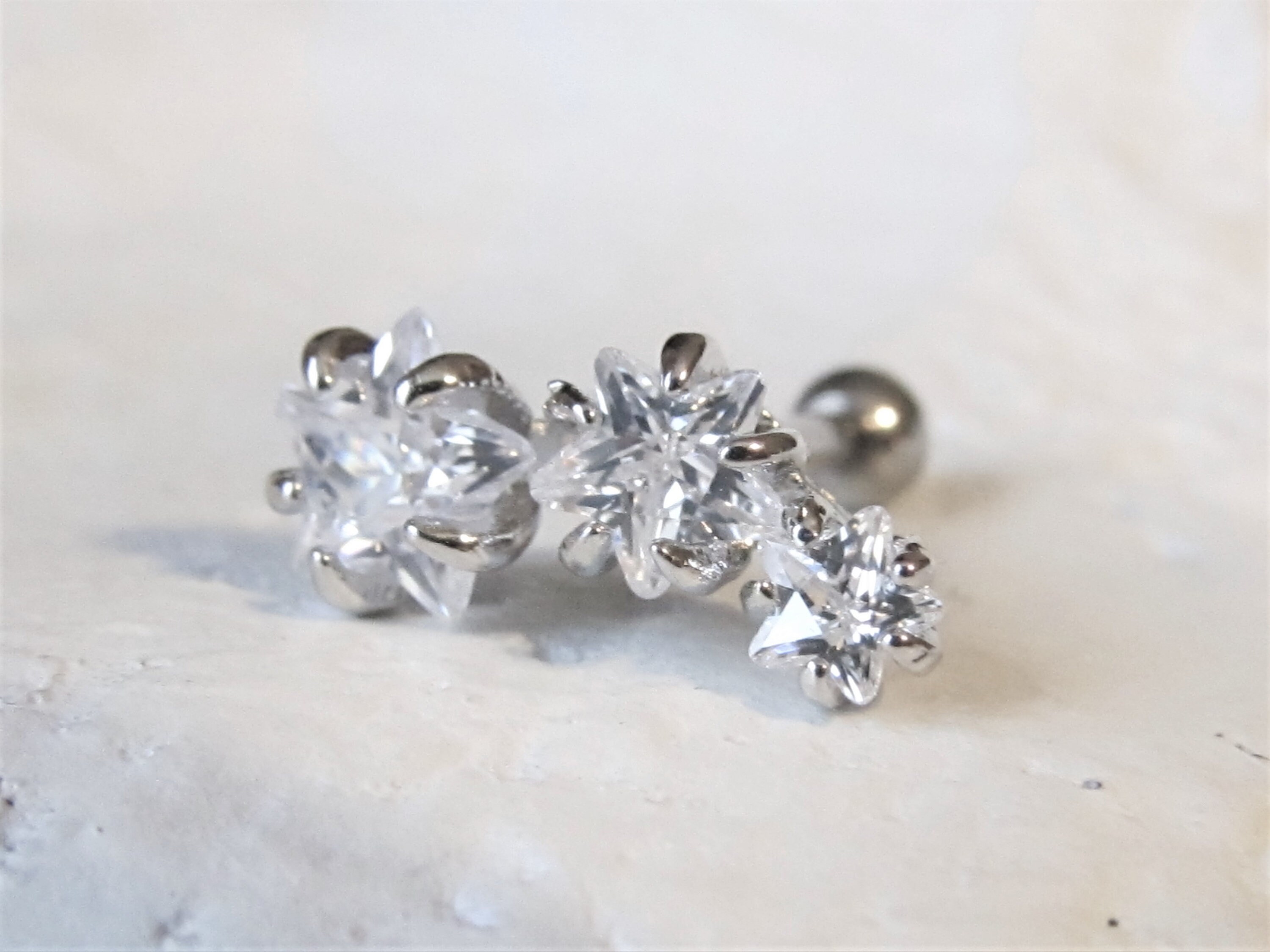 Triple Star Cartilage,helix Piercing Barbell..16g..6mm - Etsy