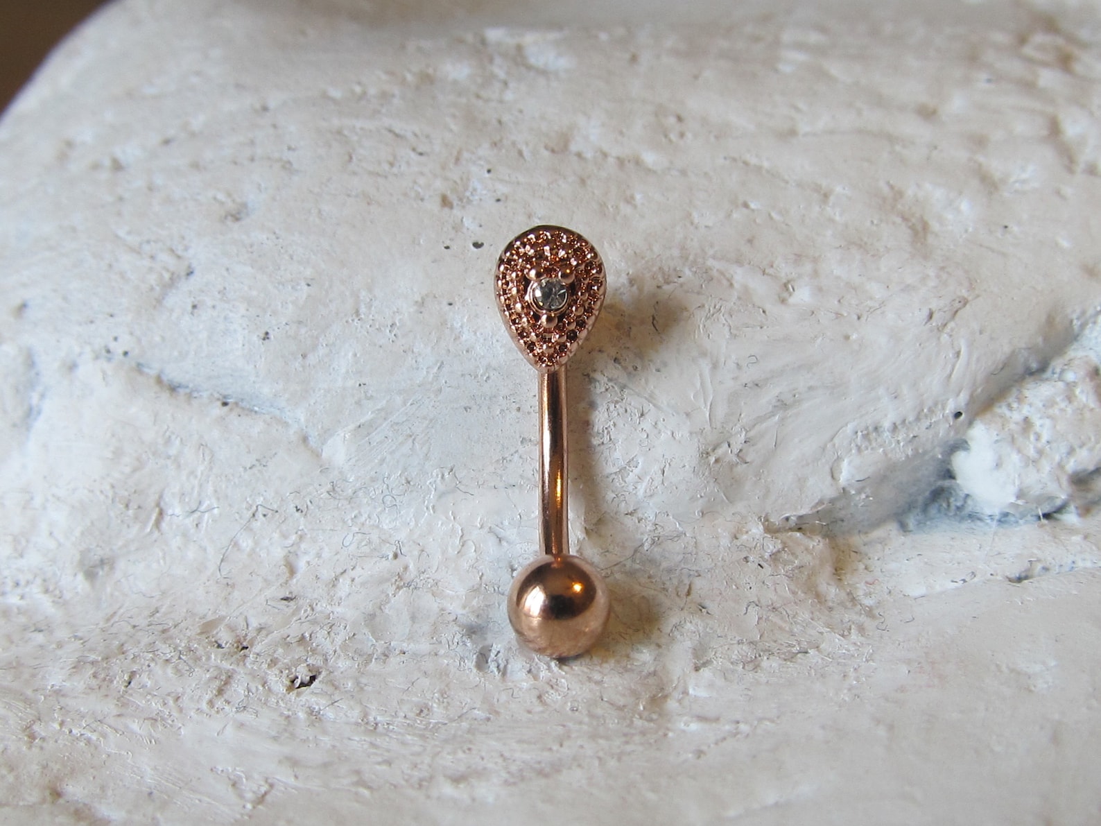 Rose Gold Rook Piercing Sparkle Teardrop Surgical Steel Curved | Etsy