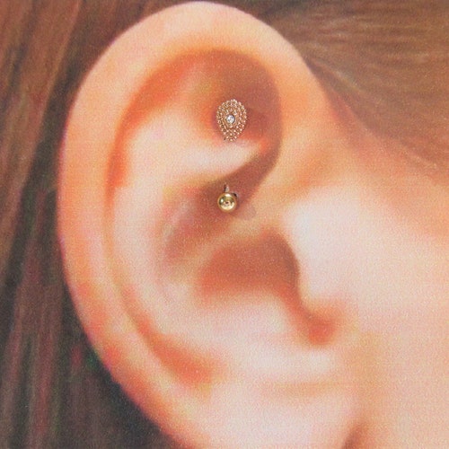 Rose Gold Plated Spike Curved Rook Barbell..16g..8mm - Etsy
