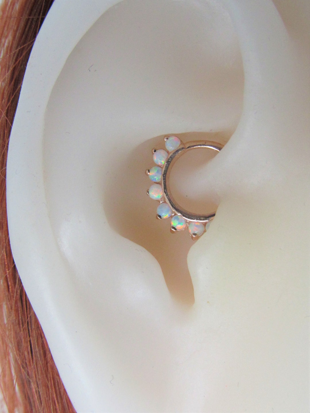 14k Solid Rose Gold Daith Piercing Opal Bendable - Etsy