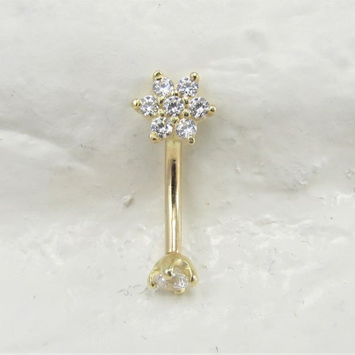 14k Solid Gold Rook Piercingdaithinternally Threaded Curved - Etsy