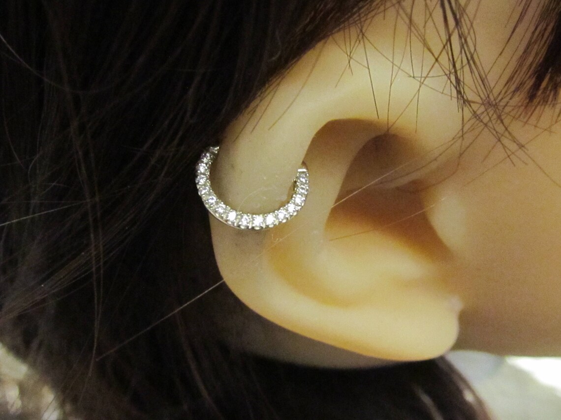 14kt Solid White Gold Daith Piercing Eternity Ring Clicker - Etsy