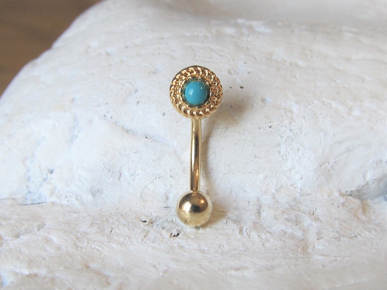 Golden Rook Piercing Ornate Turquoise Surgical Steel Curvred | Etsy