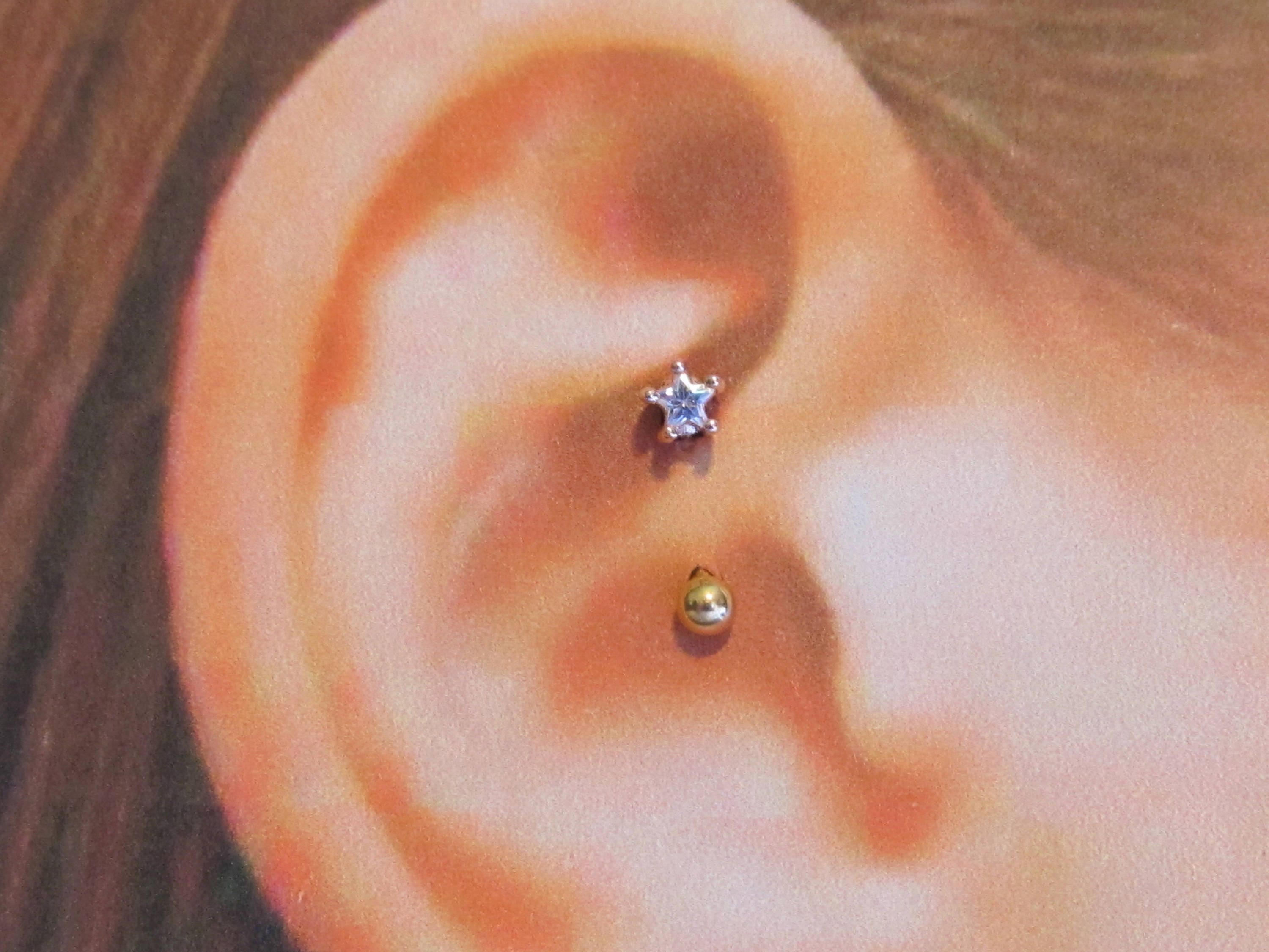 Rose Gold Star Daith Piercing Surgical Steel Barbell.16g.8mm Etsy