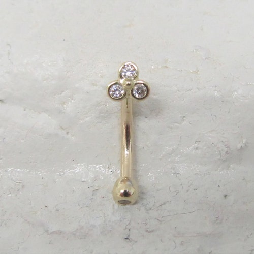 14K Solid Gold Curved Barbells/eyebrow Jewelry/16g Rook - Etsy