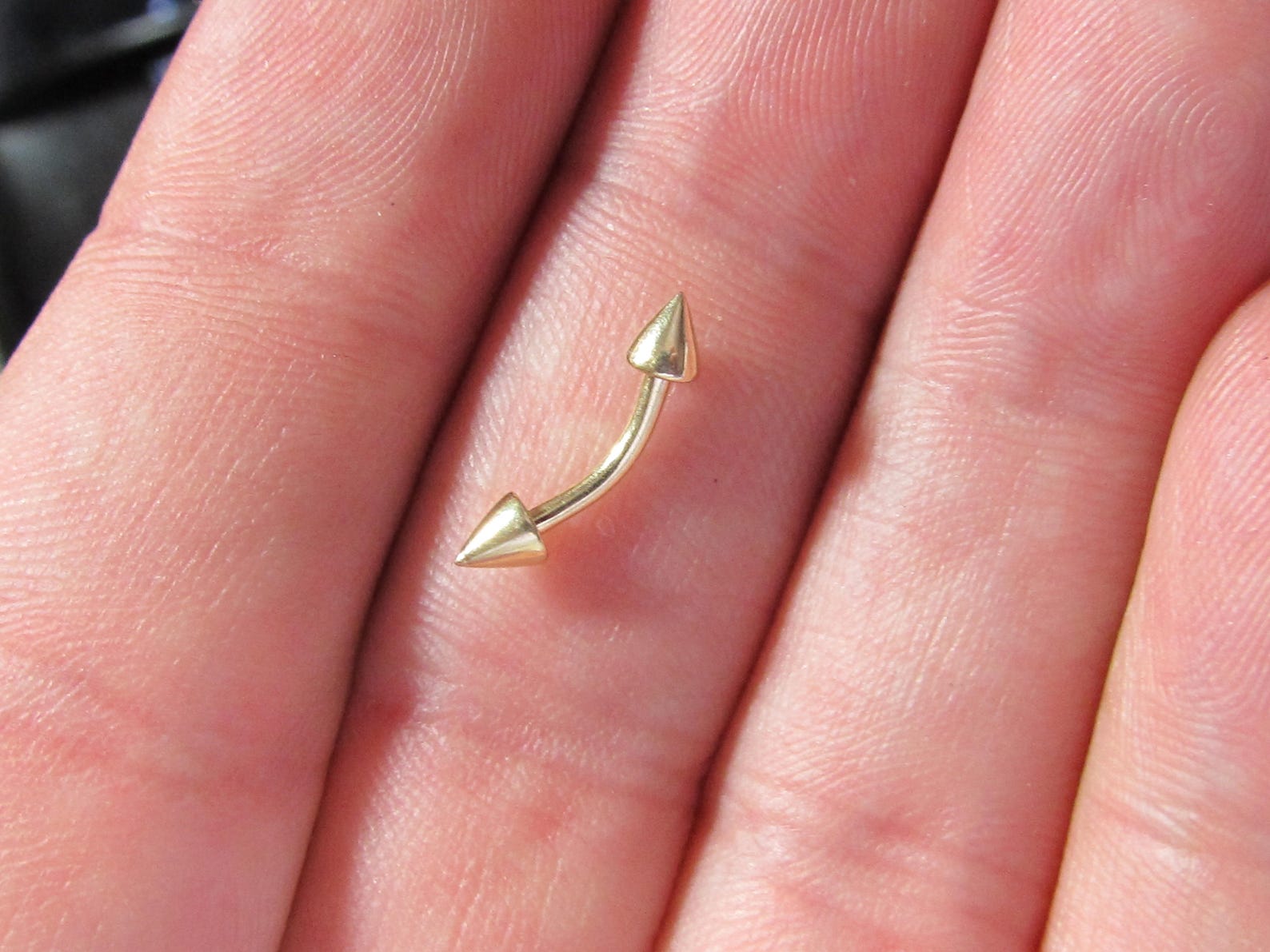 14k Solid Gold 16g 5/16 8mm Spike Curved Barbell..3mm Spikes - Etsy