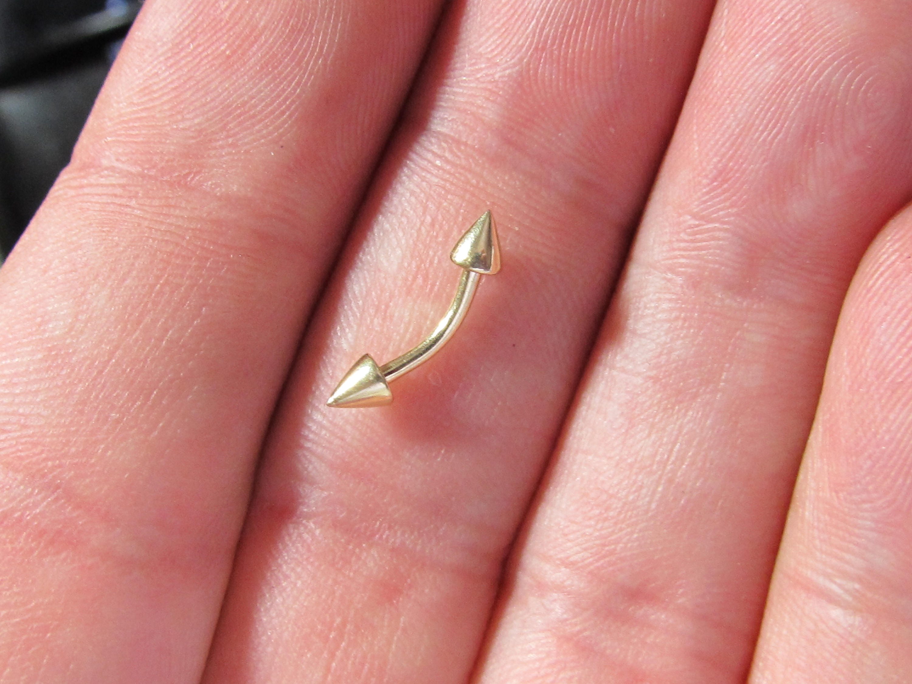 14k Solid Gold 16g 5/16 8mm Spike Curved Barbell..3mm Spikes - Etsy