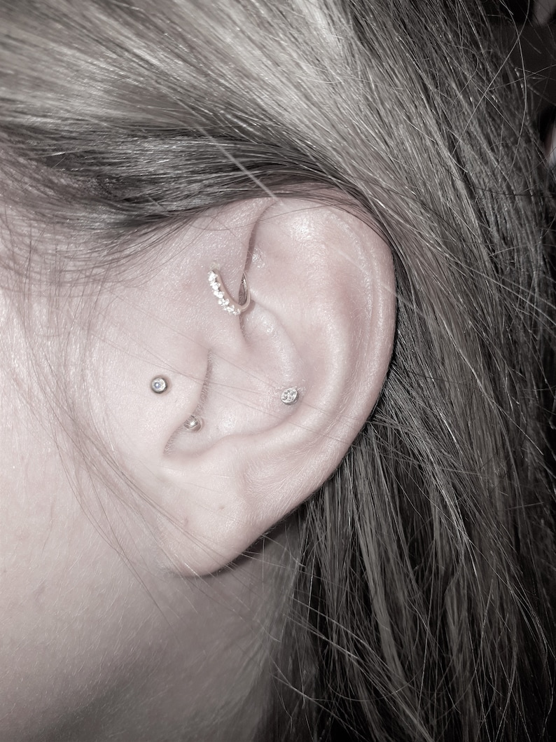 14k Solid White Gold Forward Helix Multistone Seamless - Etsy