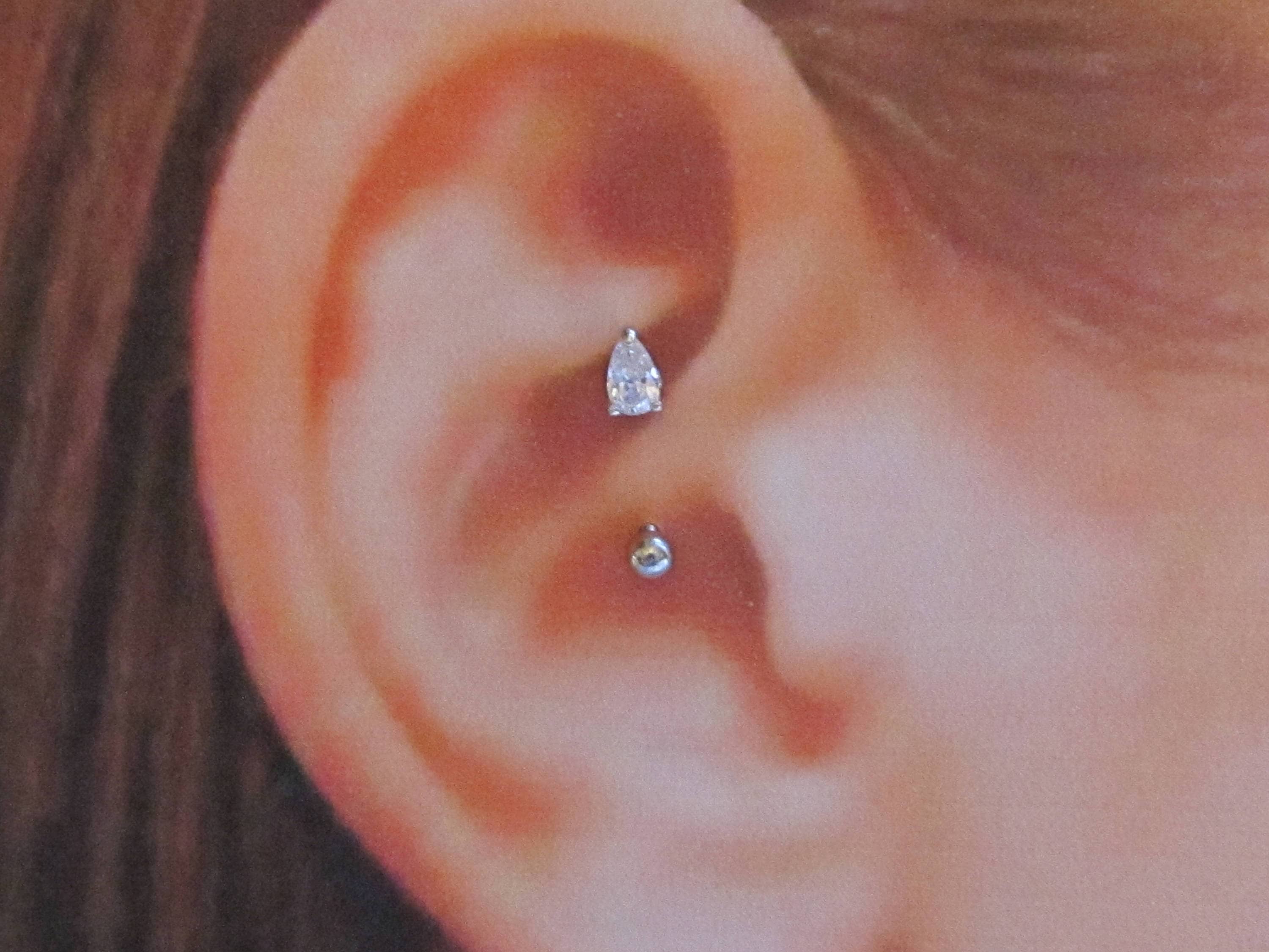 Daith Piercing Tear Drop Prung Set Curved Barbell..16g..8mm..3mm Ball ...