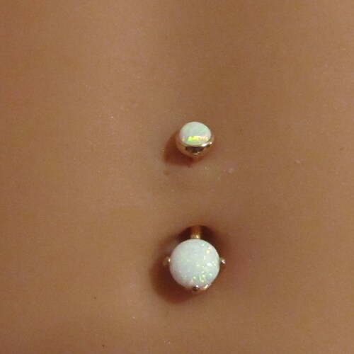 14k Solid Gold Opal Tear Drop Navel Belly Button | Etsy