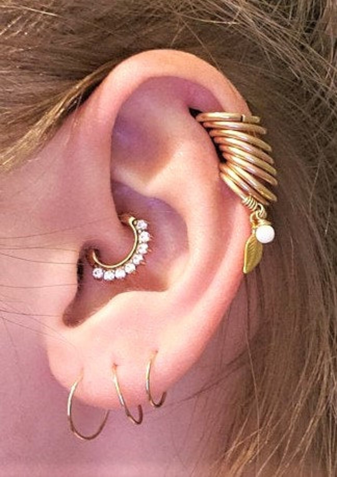 Rose Gold Daith Piercing,septum Piercing Surgial Steel Clicker Hoop ...