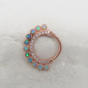 14k Rose Gold Daith Piercing Blue Opals,daith Piercing Clicker Ring ...