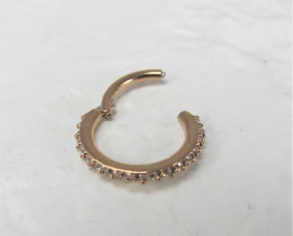 Rose Gold Helix Clicker,surgical Steel Multistone..16g..8mm - Etsy