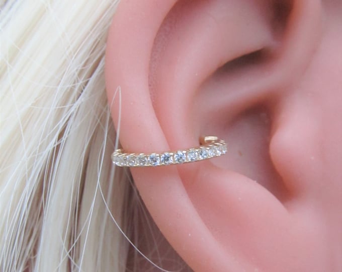 14k Solid White Gold Conch Piercing Eternity Clicker Ring..16g..10mm or ...