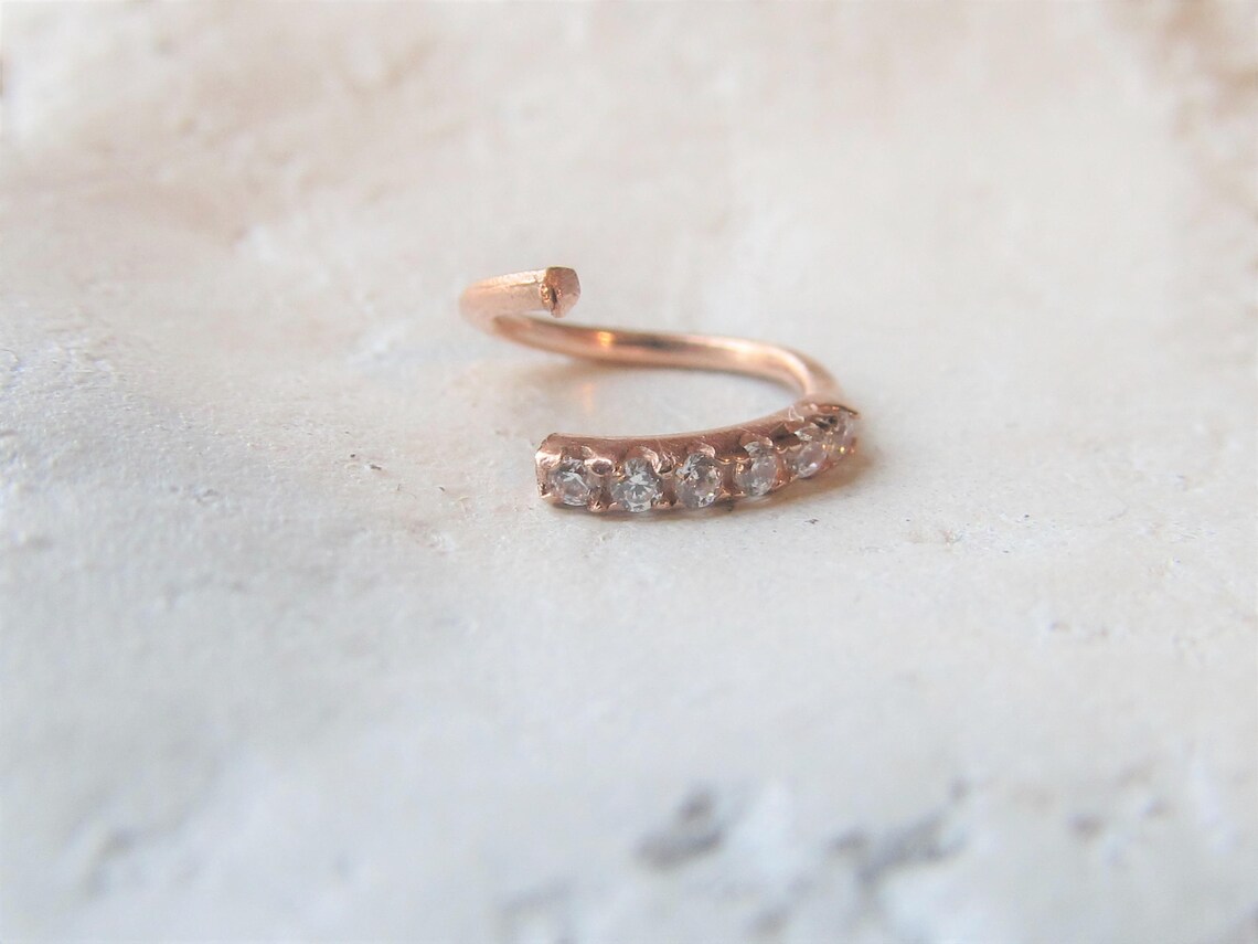 14k Solid Rose Gold Ultimate Nose Ring Hoop Stud Multi 1.2 | Etsy