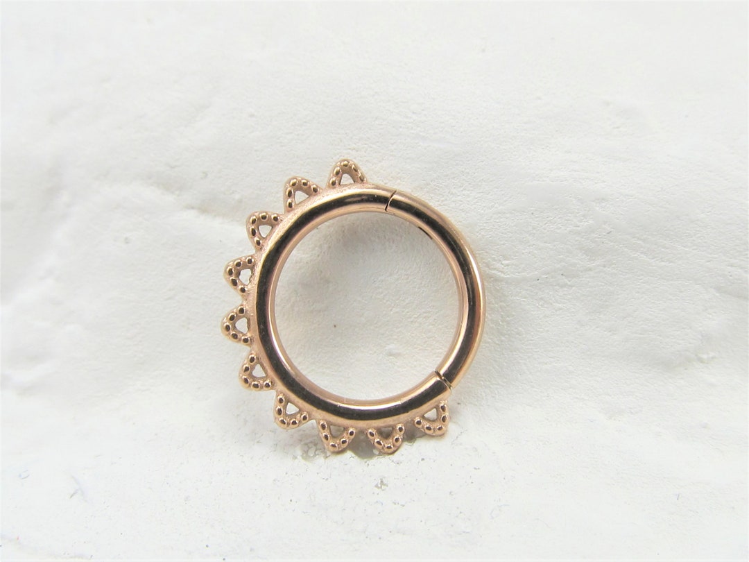 Rose Gold Daith Delicate Hinged Clicker Ring..16g..8mm - Etsy