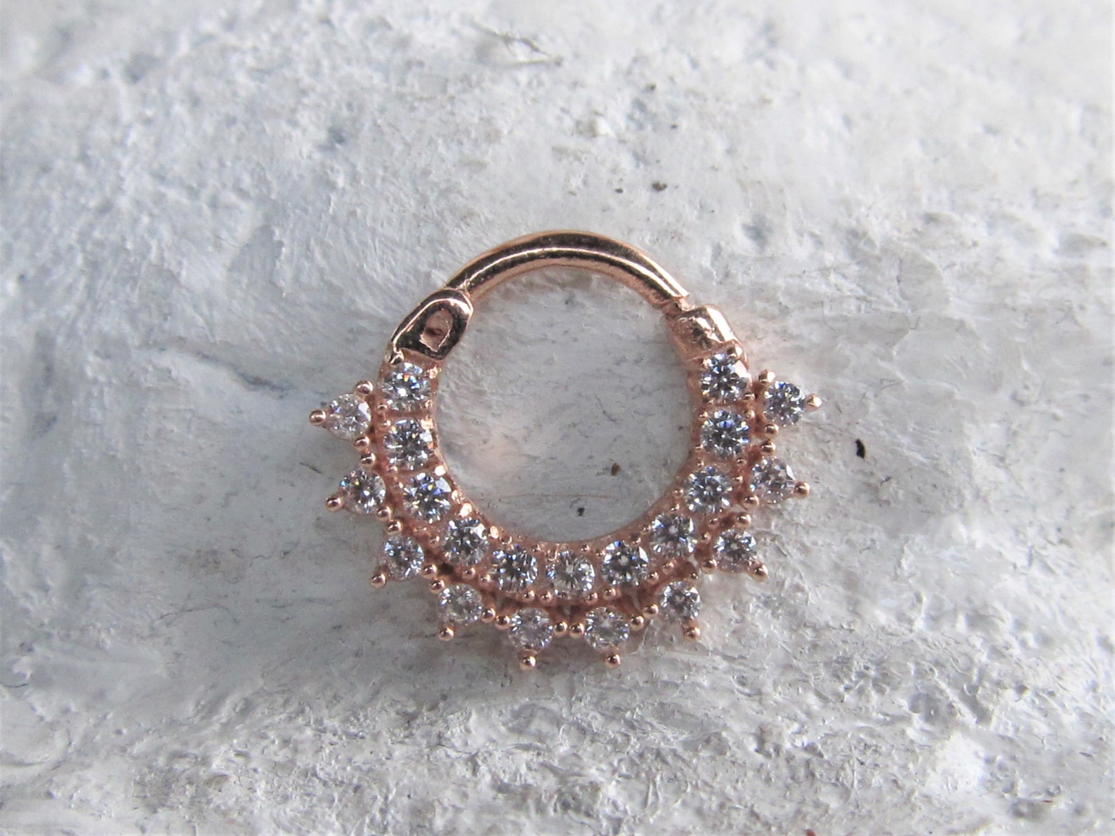 14k Solid Rose Gold Daith Piercing Multistone - Etsy