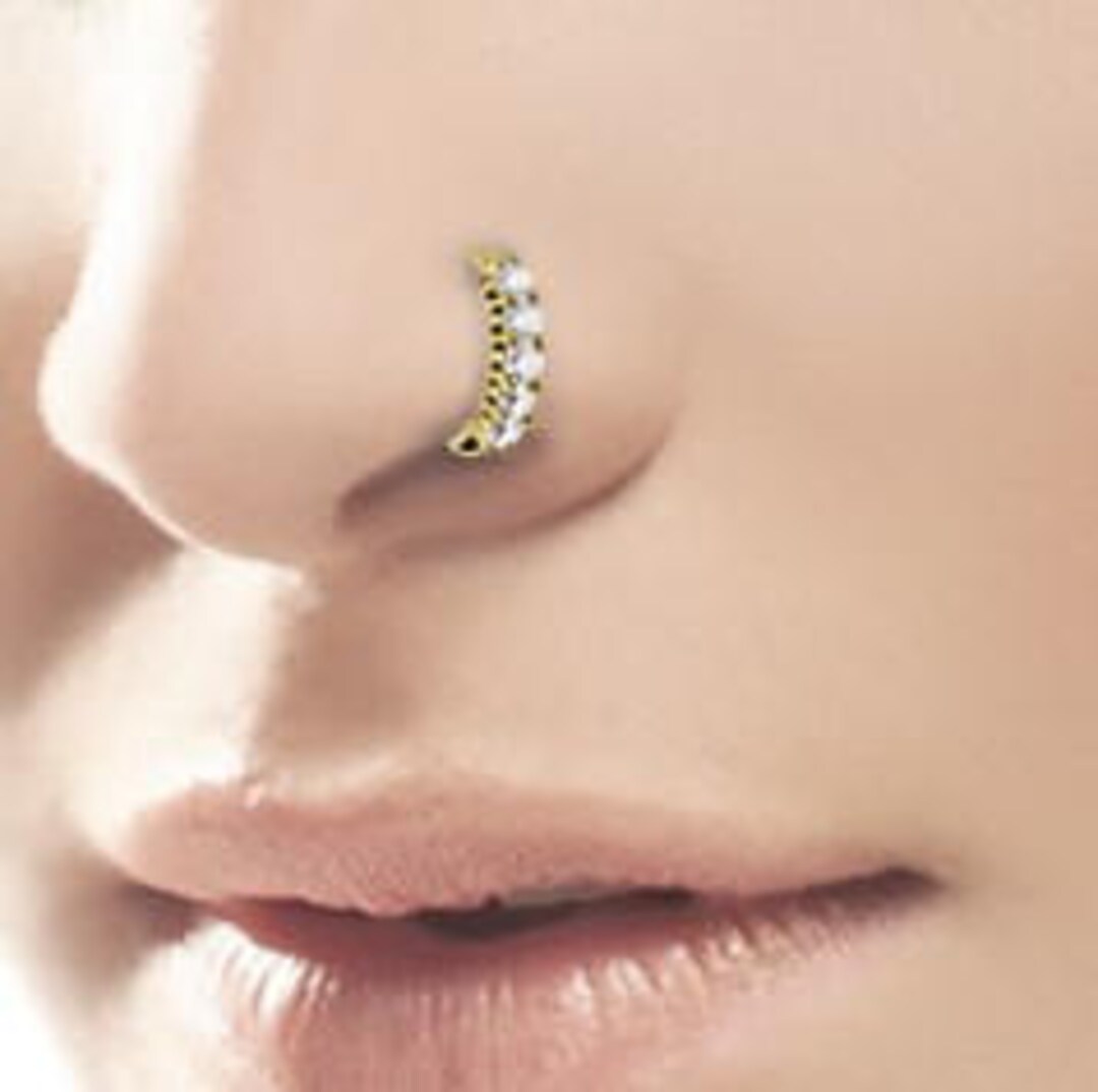 Beautiful Golden Surgical Steel Nose Ring Hoop With Cz's 20g.. 8mm - Etsy