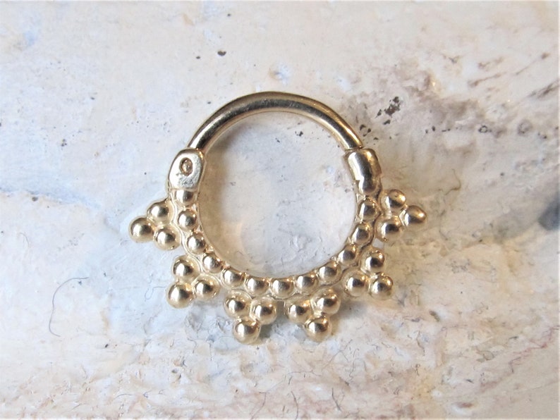 14k Solid Gold Septum Clicker Ring,multiball..16g..8mm Inside Diameter ...