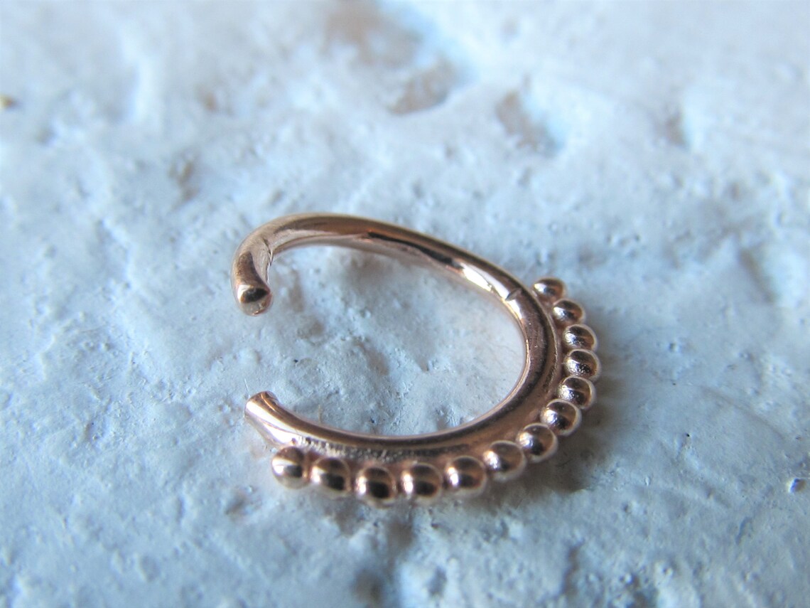 14K Solid Rose Gold Septum Multiball Bendable Ring..16g..8mm - Etsy