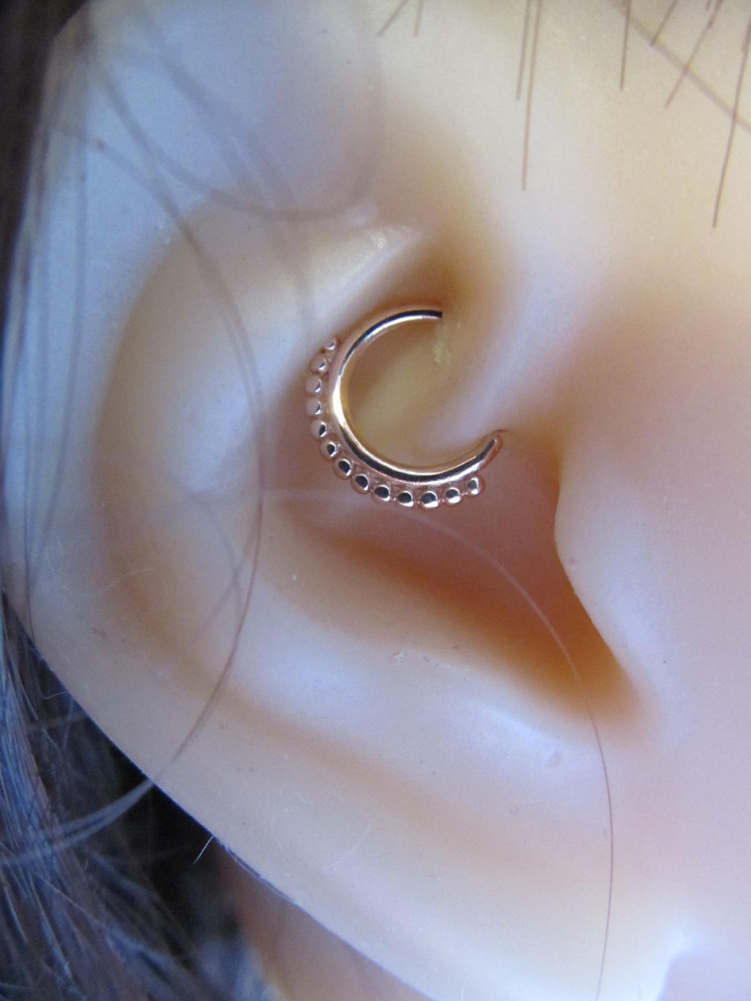Piercing Daith de oro rosa macizo de 14 quilates, para tabique nasal ...