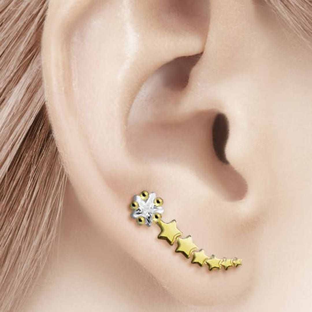 Golden Shooting Star Ear Crawler/climber Earring..20g - Etsy