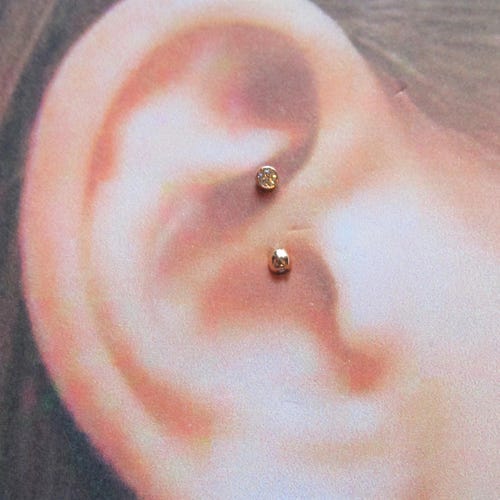 14k Solid Gold Daith Piercing Curved Barbell - Etsy