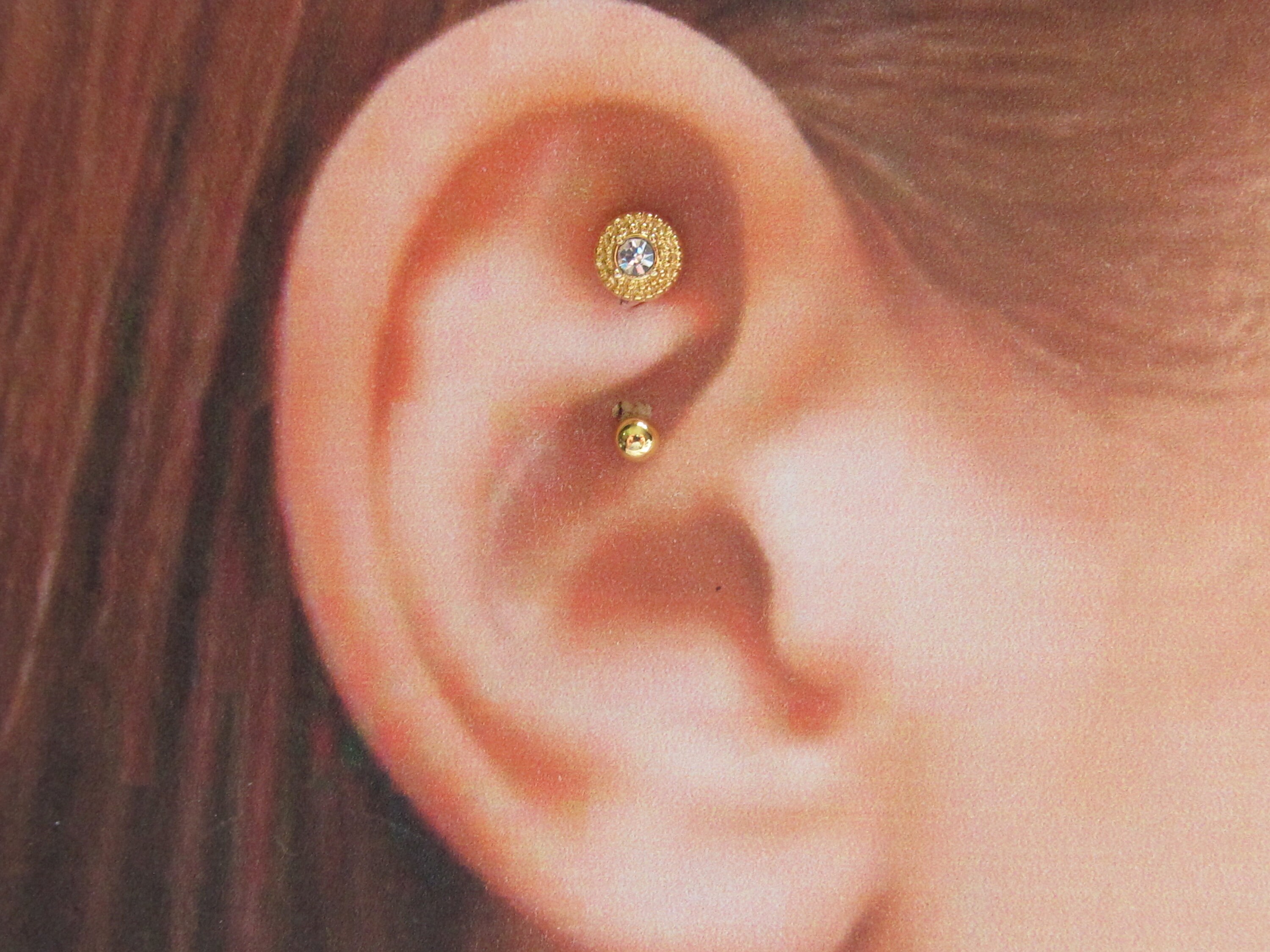 Golden Rook Piercing Round Cz Surgical Steel Curved - Etsy