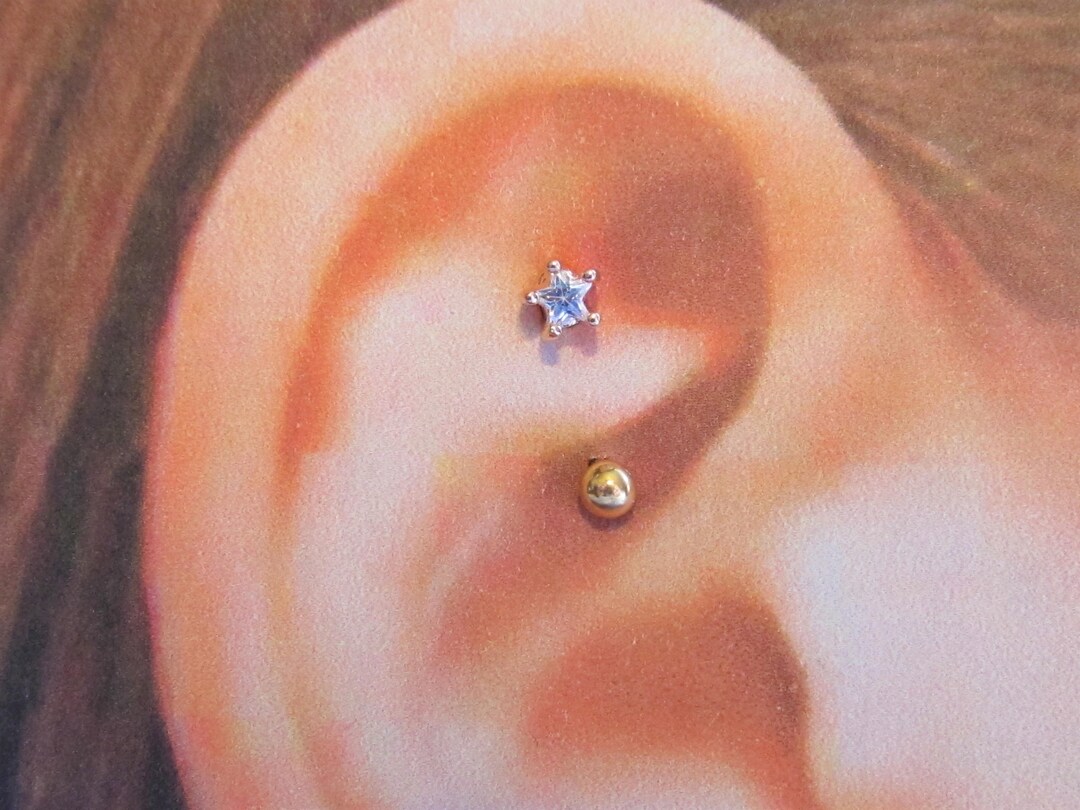 Rose Gold Plated,rook Piercing Star Barbell..16g..8mm - Etsy