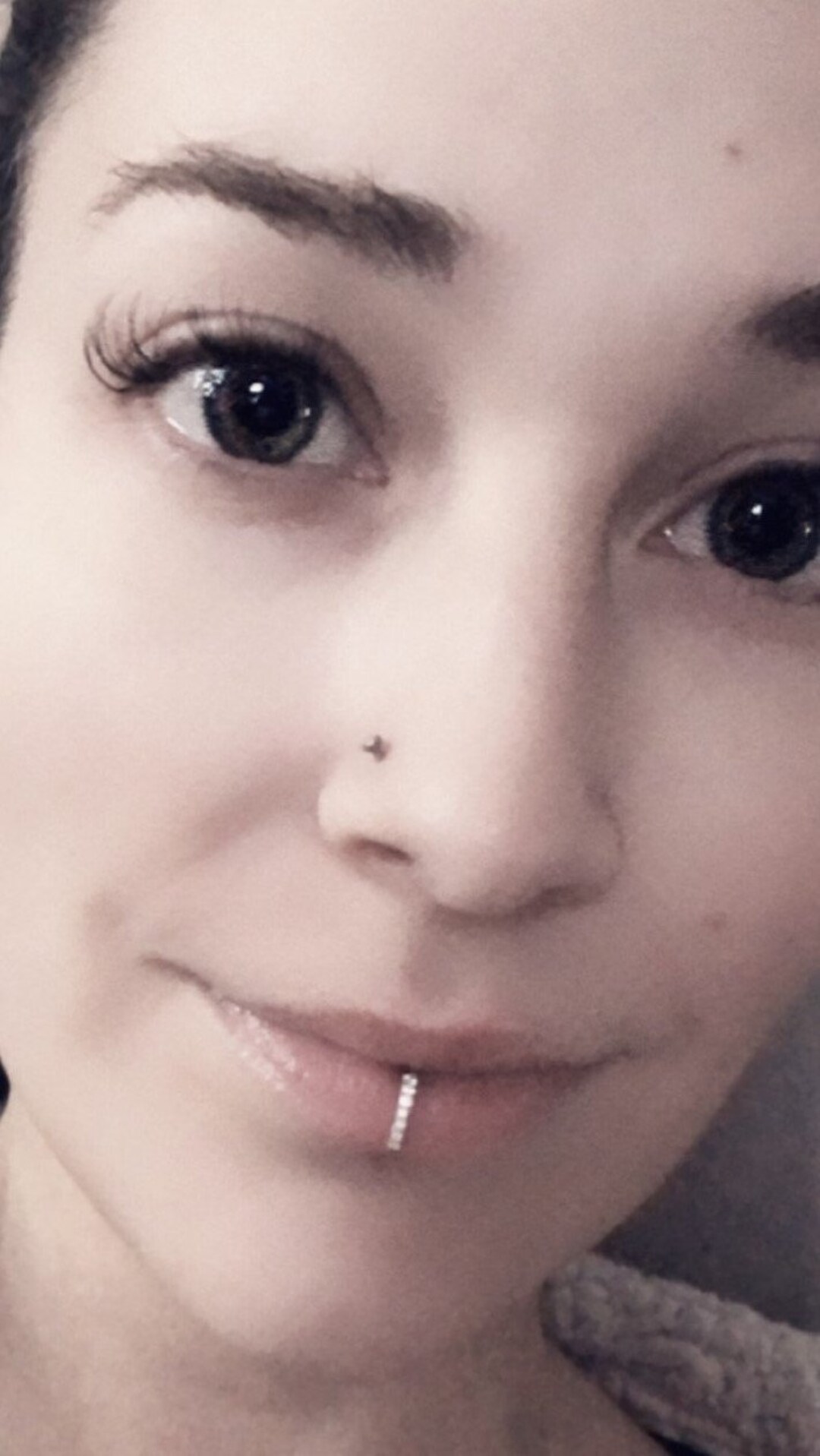 14k Solid White Gold Lip Ring..multistone Beandable Seamless Ring..18g ...