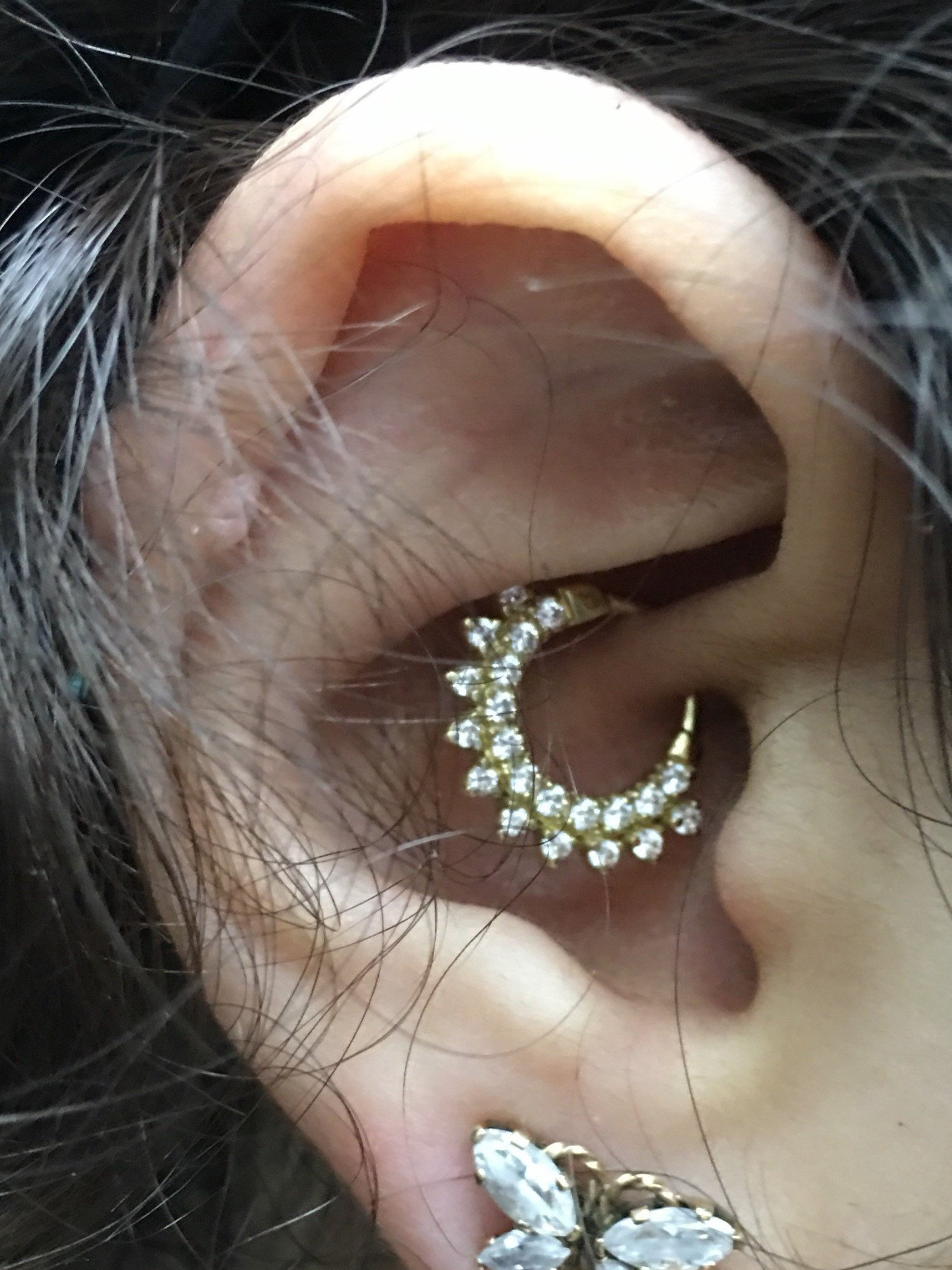 14k Solid Gold Daith Piercing Multistone Clicker - Etsy
