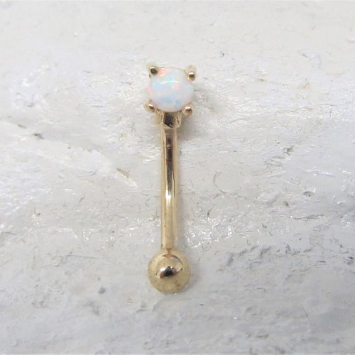 14k Solid Gold Rookdaith Eyebrow Piercing Curved Etsy