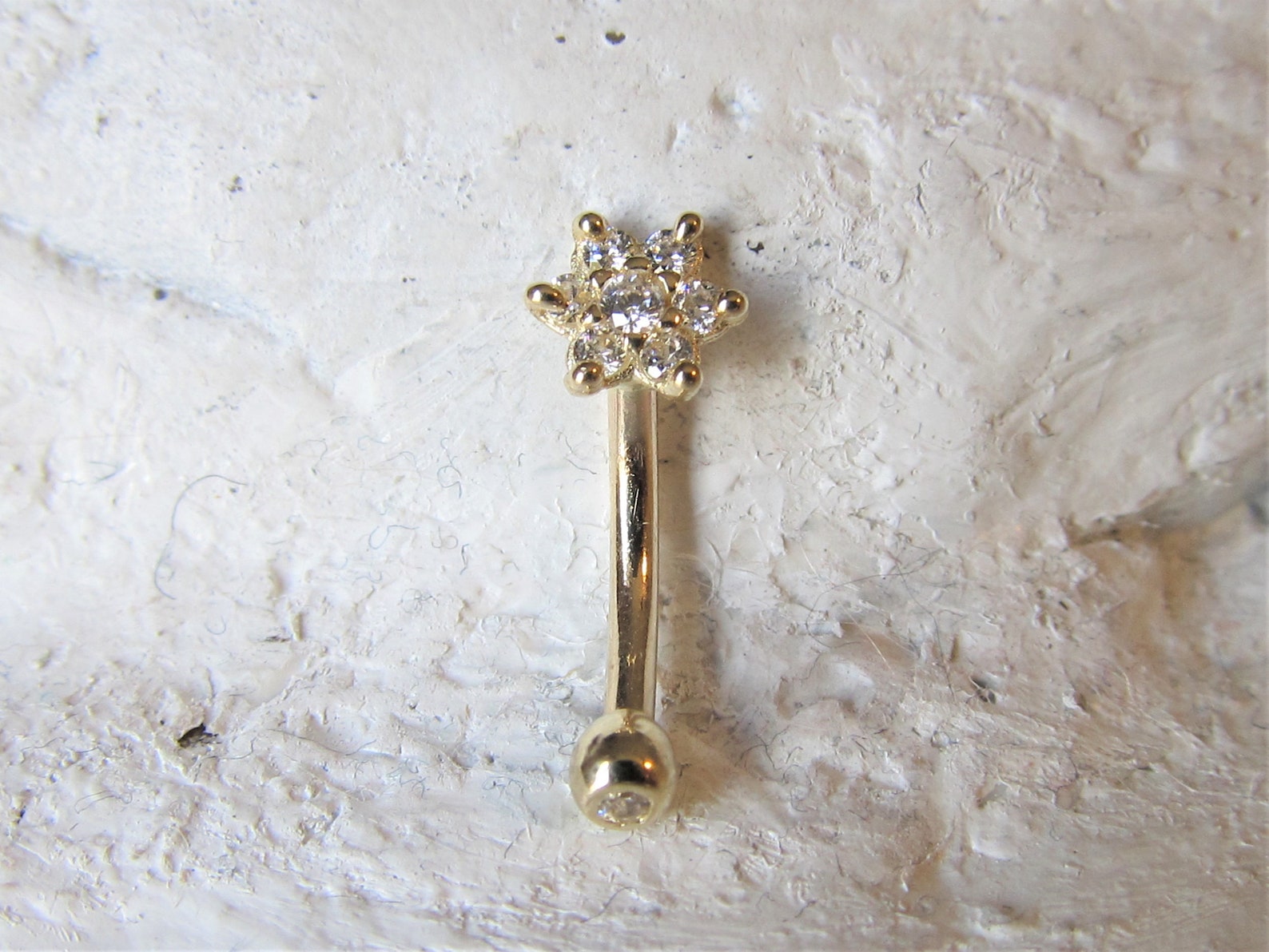 14k Solid Gold Daith Piercing Curved Barbell - Etsy