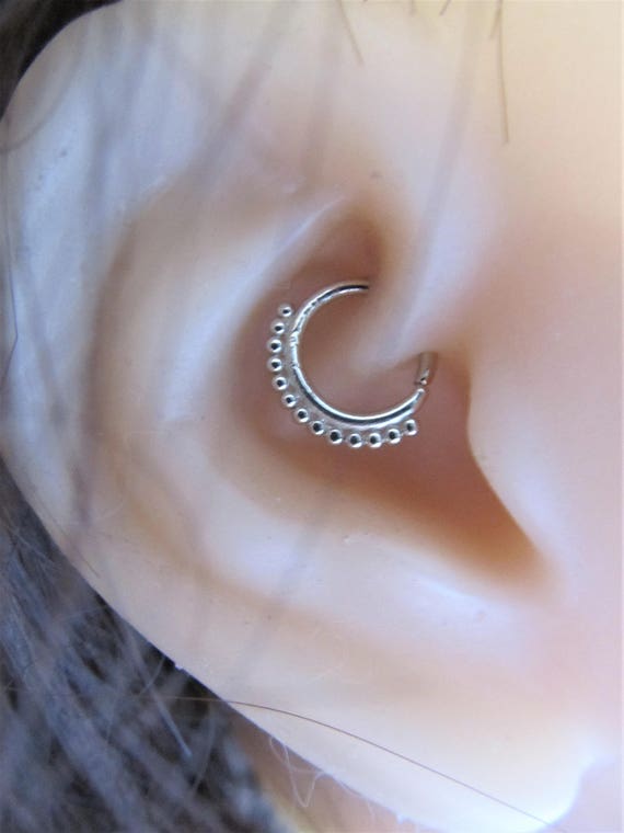 14K Solid White Gold Daith Piercingseptummultiball Bendable - Etsy
