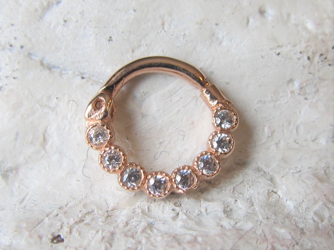 14k Solid Rose Gold Daith Piercing Clicker Ring..16g..8mm | Etsy