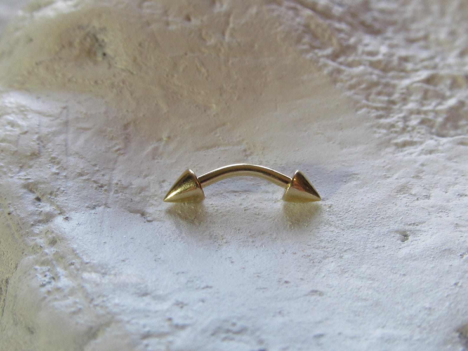 14k Solid Gold 16g 5/16 8mm Spike Curved Barbell..3mm Spikes - Etsy