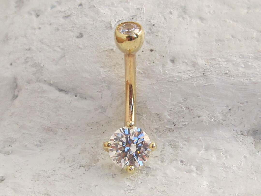 14k Solid Gold Navel Belly Button Ring,..14g..10mm - Etsy