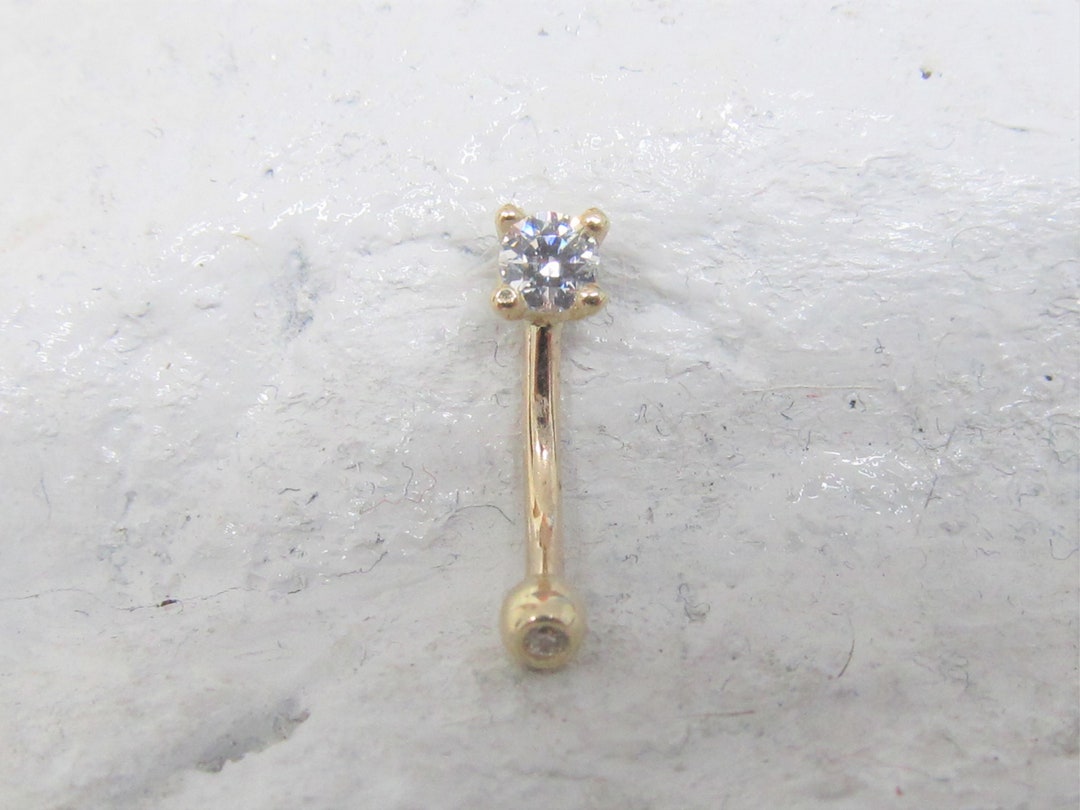 14k Solid Gold Rook Piercing,daith Piercing,eyebrow Curved Barbell..3mm ...